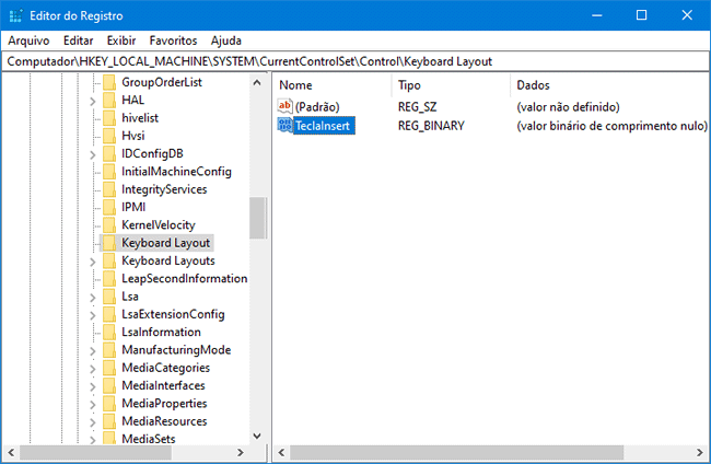 Como desabilitar a tecla Insert do teclado no Windows