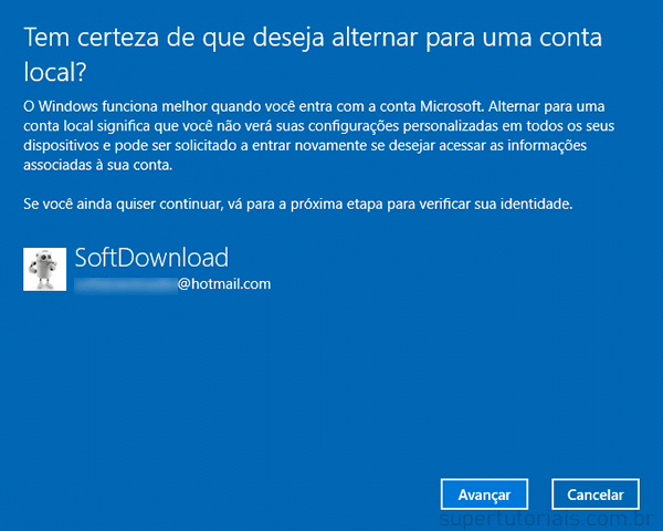Como trocar de conta Microsoft para conta local no Windows 10