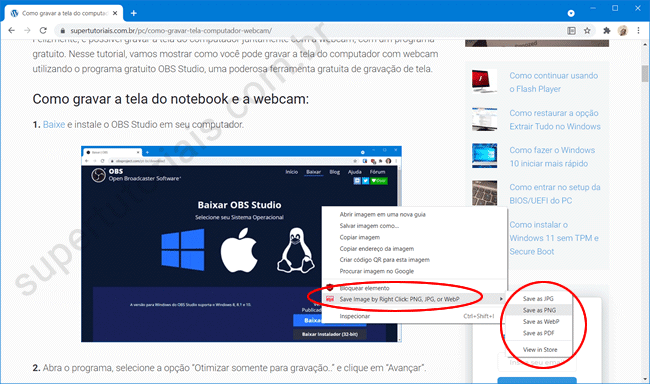 Como salvar imagens WebP da internet como JPG ou PNG